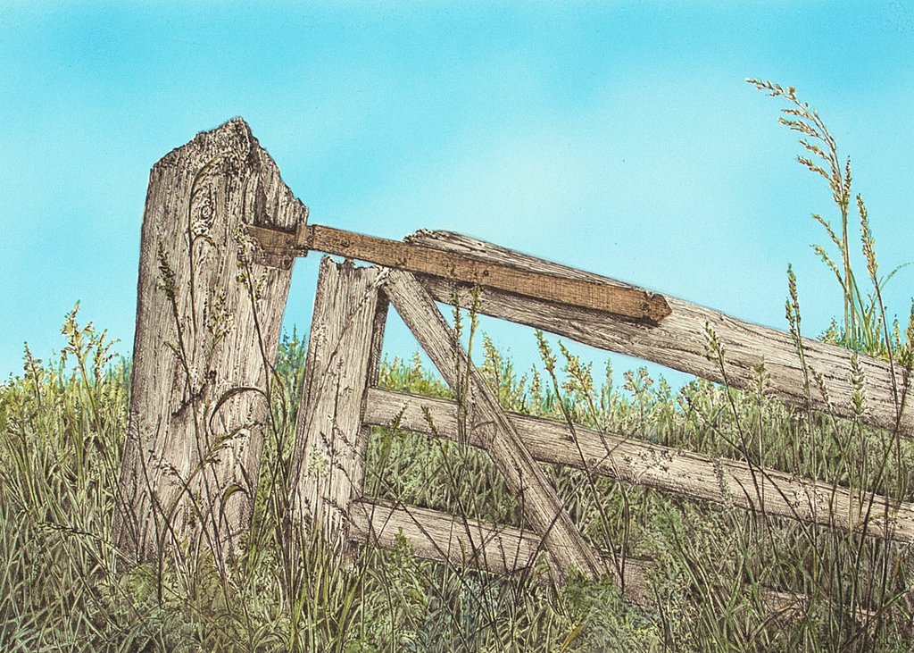 Broken Gate – Framed Original Art – Simon Wilcox